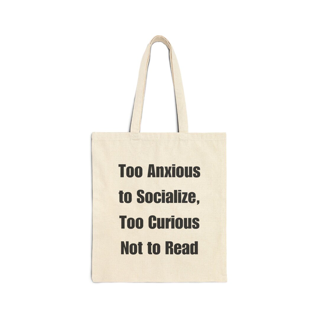 Anxious Booklover Canvas Tote Bag, Mental Health Awareness Gift, Funny ...