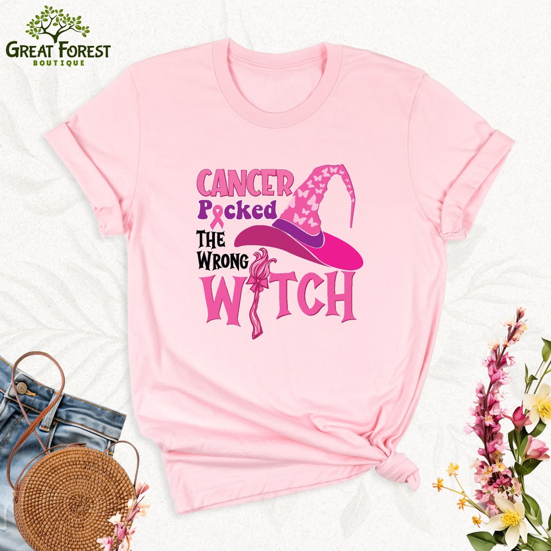 Cancer Picked the Wrong Witch T-shirt Breast Cancer Awareness - Etsy