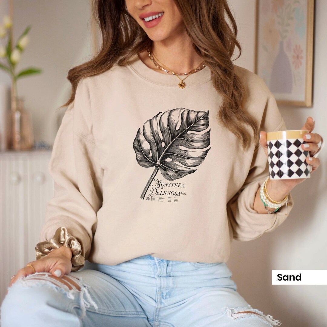 Retro Monstera Deliciosa Sweatshirt: Vintage Plant Lover Gift - Etsy