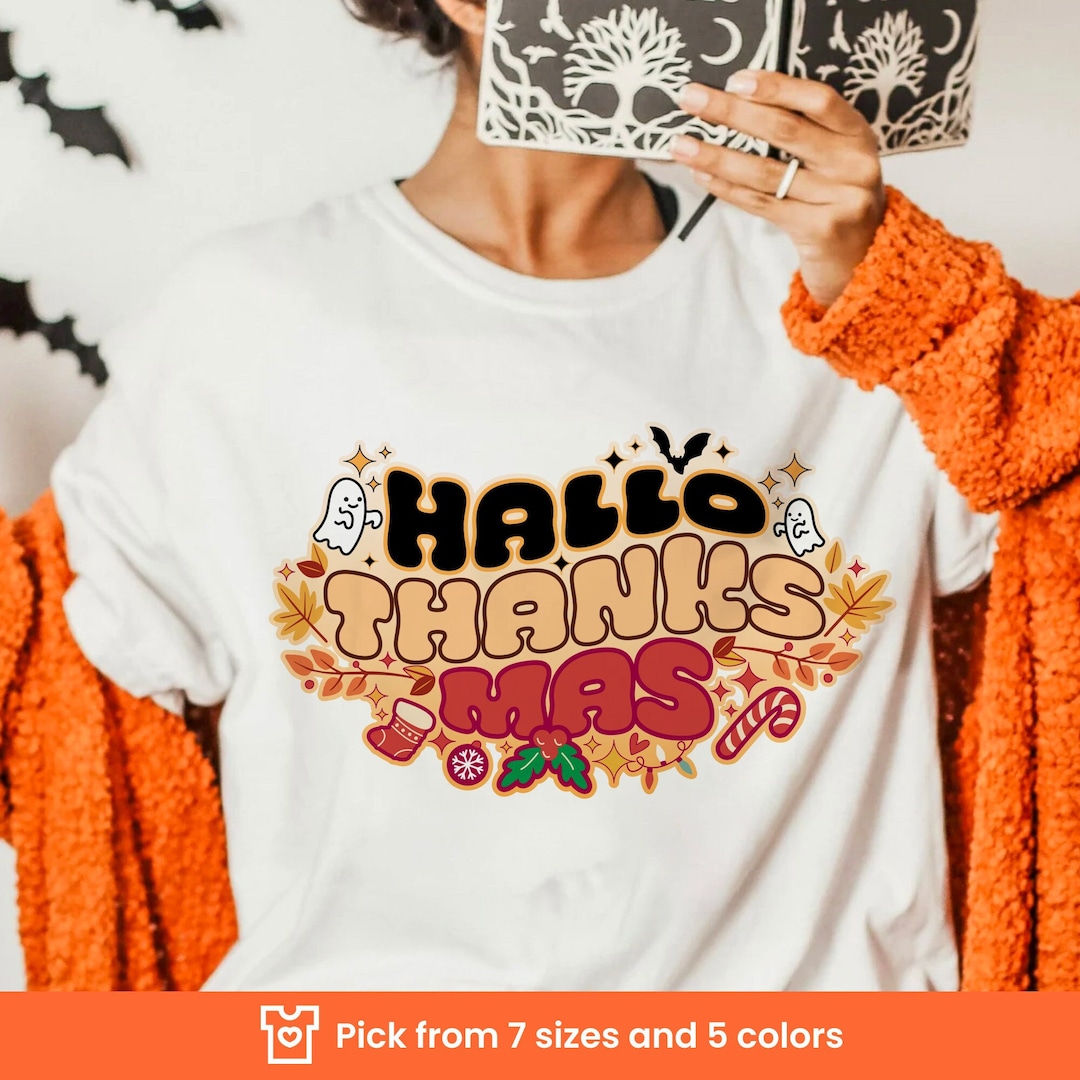 Hallothanksmas Shirt Hallo Thanks Mas Halloween Thanksgiving - Etsy
