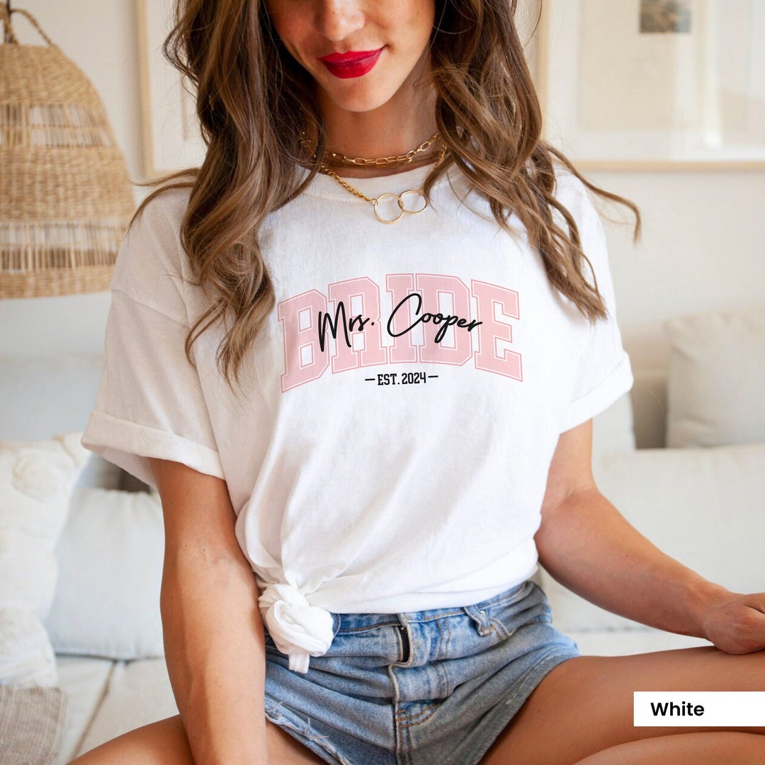 Custom Mrs Bride Shirt for Bridal Party Gift Personalized Bachelorette ...