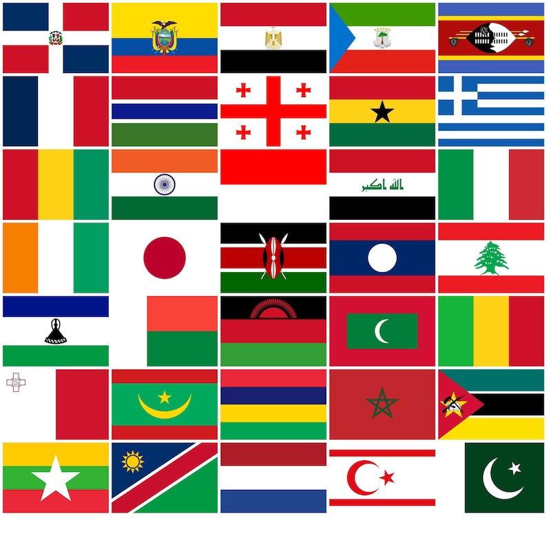 All the National Flags, Set of 206 Flags of Countries, Vector and High Resolution 600 DPI Files ...