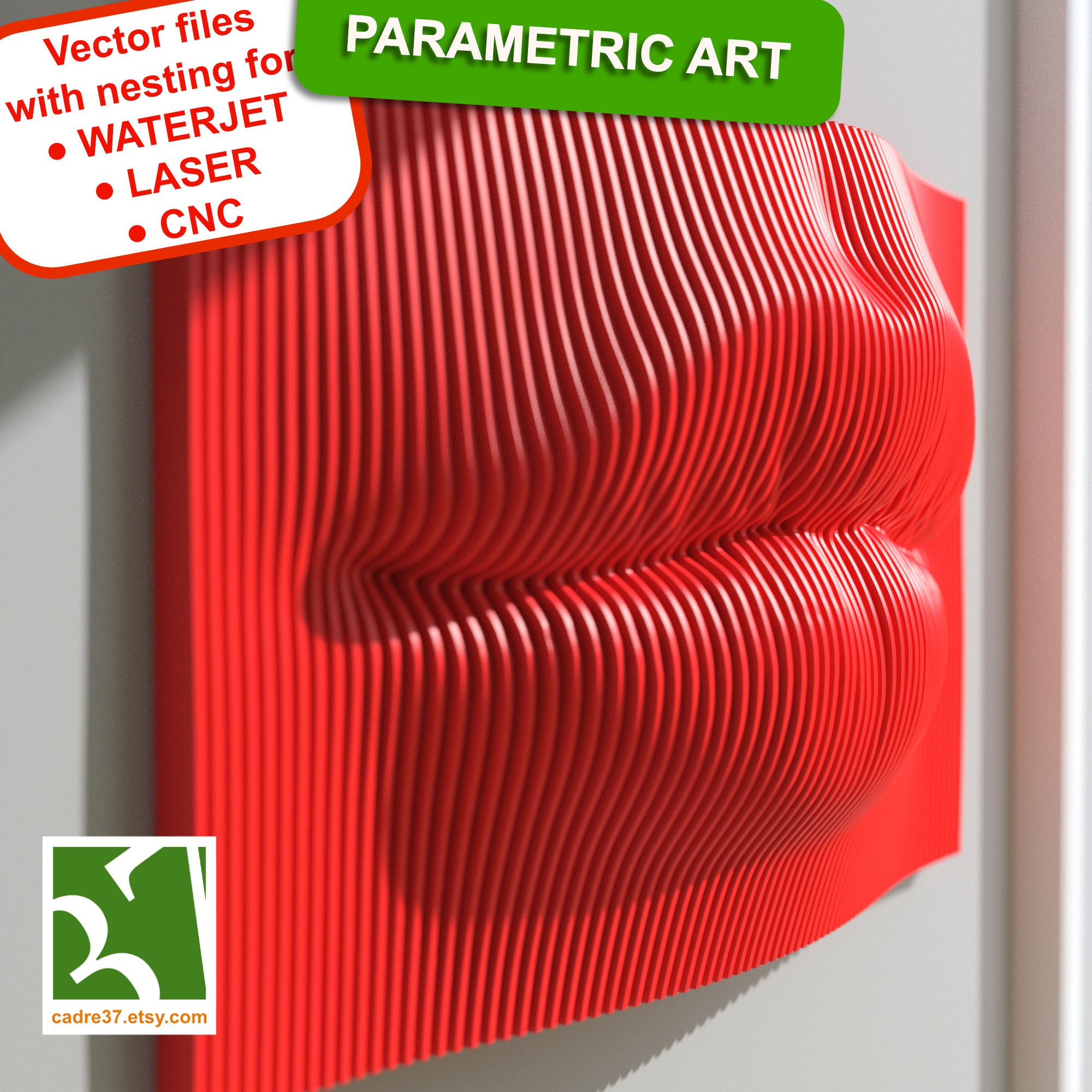 Parametric Wall Art for CNC or Laser, 3D Lips, Optimized Nesting ...