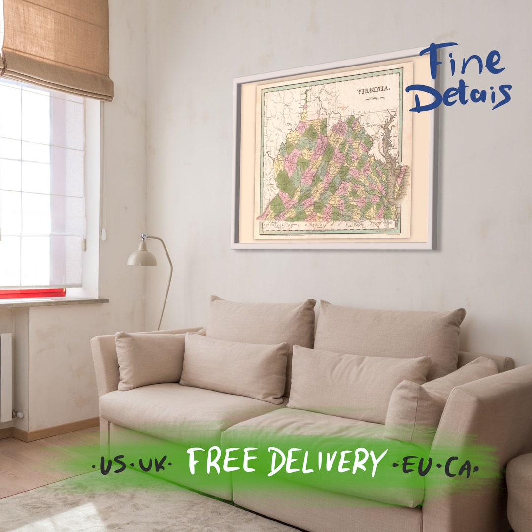 1838 Map of Virginia High Resolution Historic Map Poster - Etsy