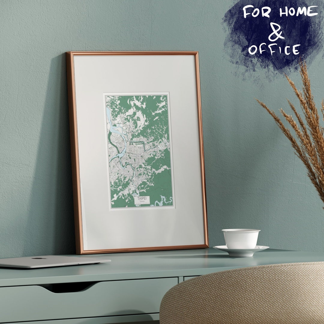 Map of Taipei Taiwan Poster, Taipei Map Print, Wall Art for Home or ...