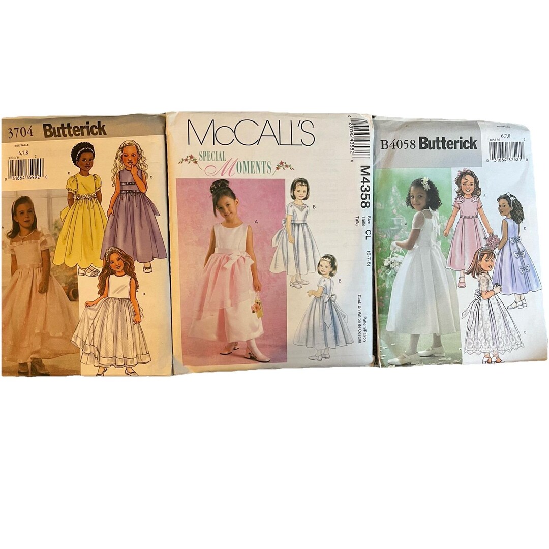 Vtg Fancy Flower Girl Sewing Patterns UNCUT Mccalls(m4358)butterick ...