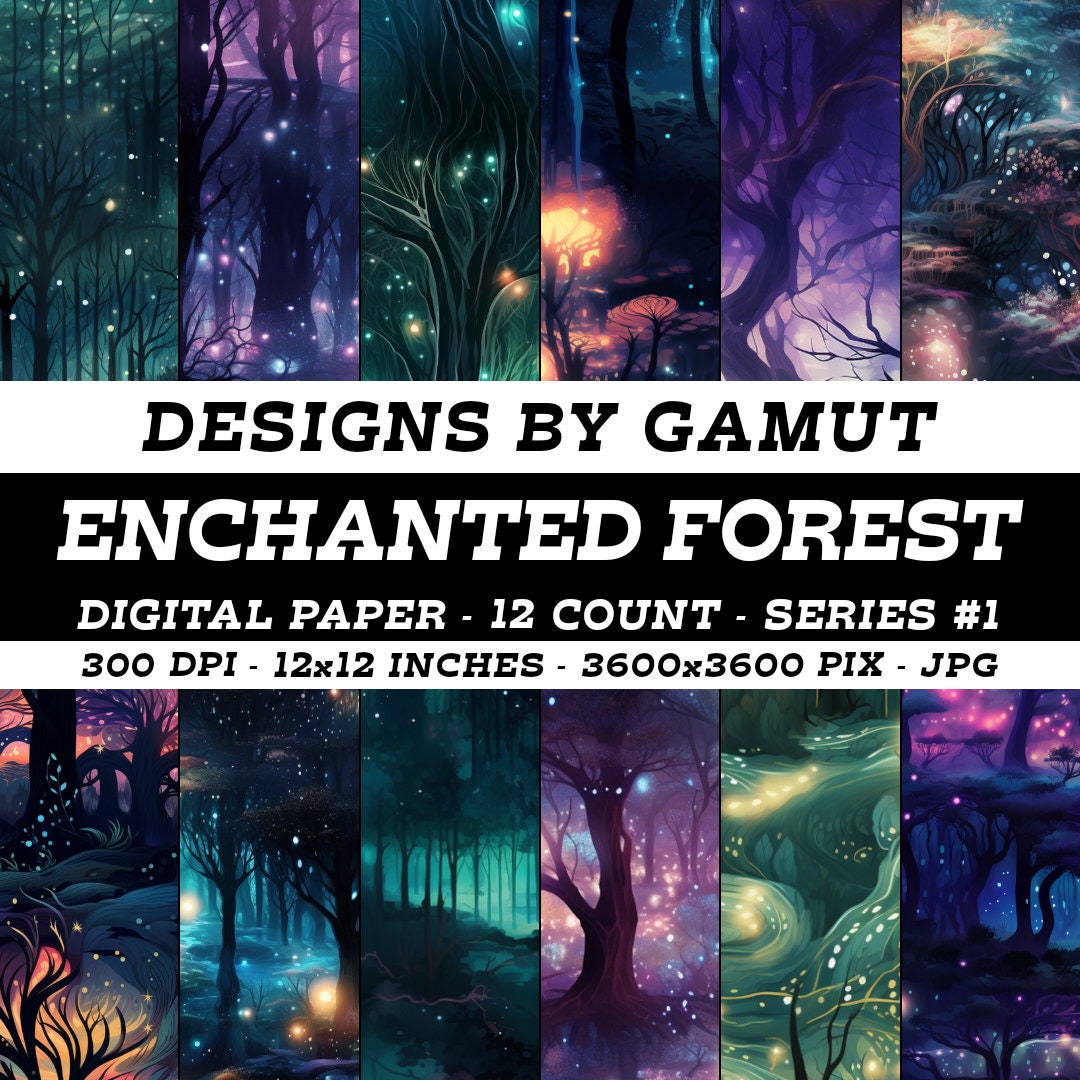 Enchanted Forest, Digital Paper, 12x12 Inch Seamless Pattern Digital ...