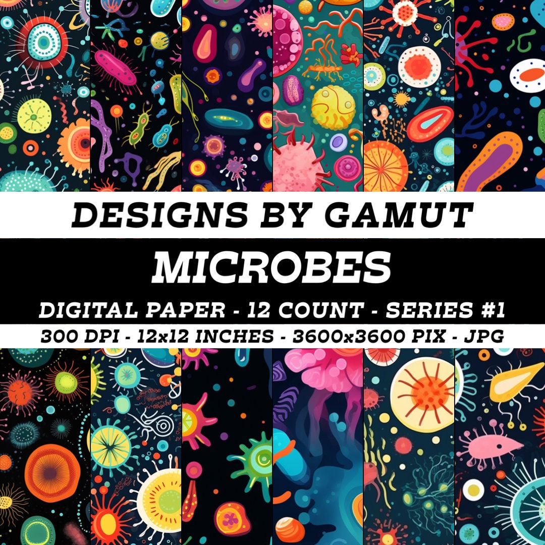 Microbes Digital Paper, 12x12 Inch Seamless Pattern Digital Download ...