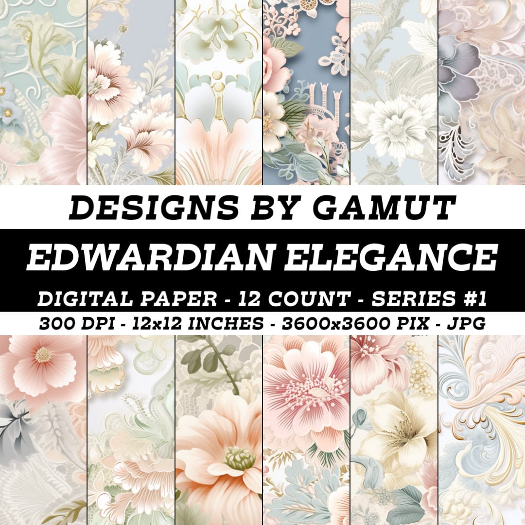 Edwardian Elegance, Digital Paper, 12x12 Inch Seamless Pattern Digital ...
