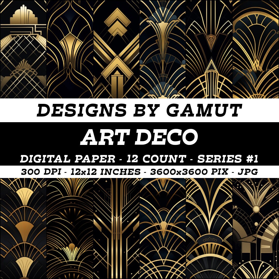 Art Deco Digital Paper, 12x12 Inch Seamless Pattern Digital Download ...
