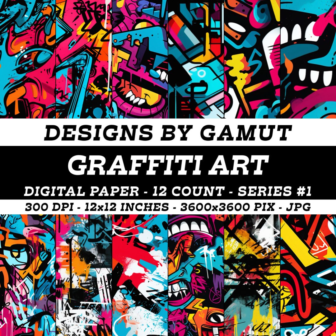 Graffiti Art, Digital Paper, 12x12 Inch Seamless Pattern Digital ...