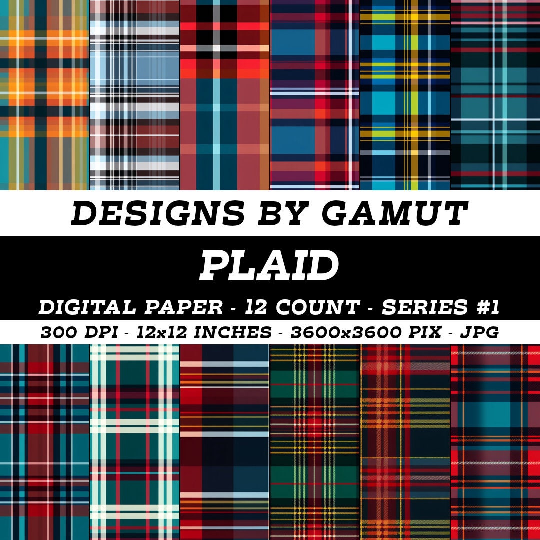 Plaid, Digital Paper, 12x12 Inch Seamless Pattern Digital Download ...