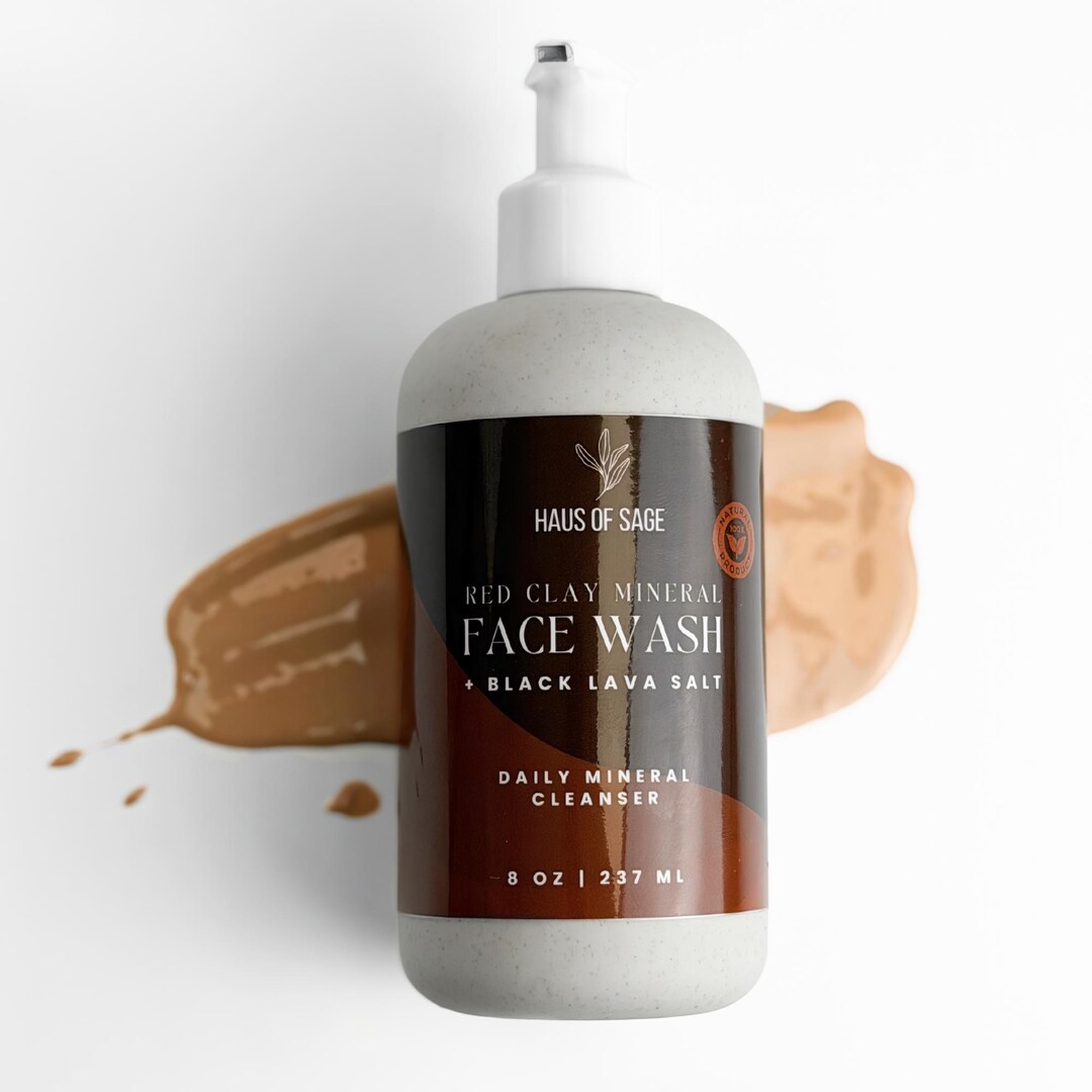 Moroccan Red Clay + Black Lava Salt Face Wash | 100% Natural & Gentle ...