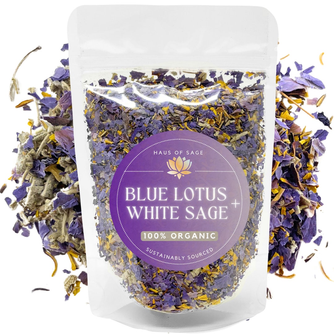 100% Organic Blue Lotus White Sage Nymphaea Caerulea No Additives ...