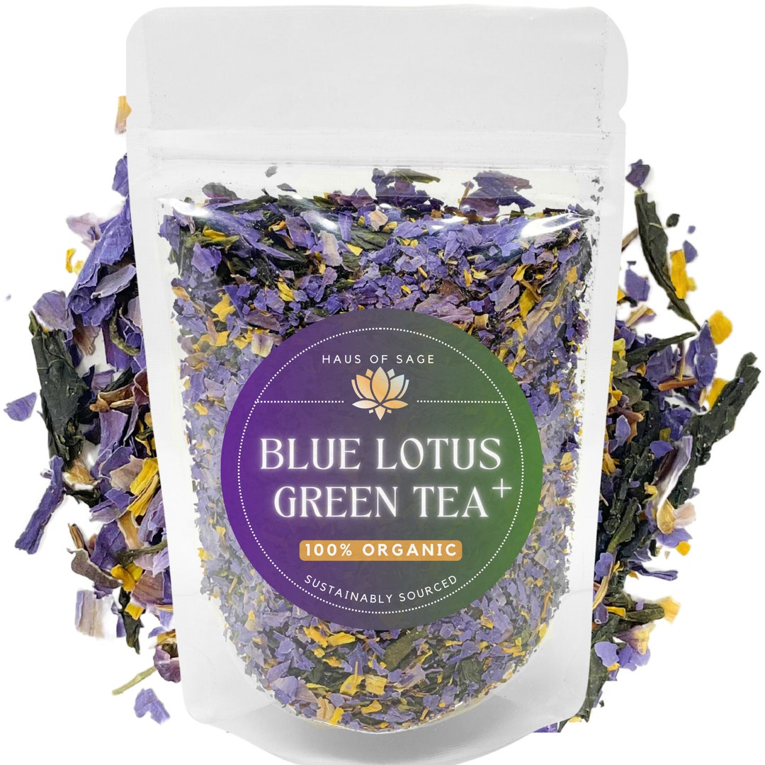 100% Organic Blue Lotus Green Tea sencha Nymphaea Caerulea No Additives ...