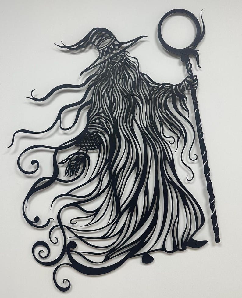 Wizard Wall Decor, Powerful Wizard Silhouette Laser Cut, Detailed ...