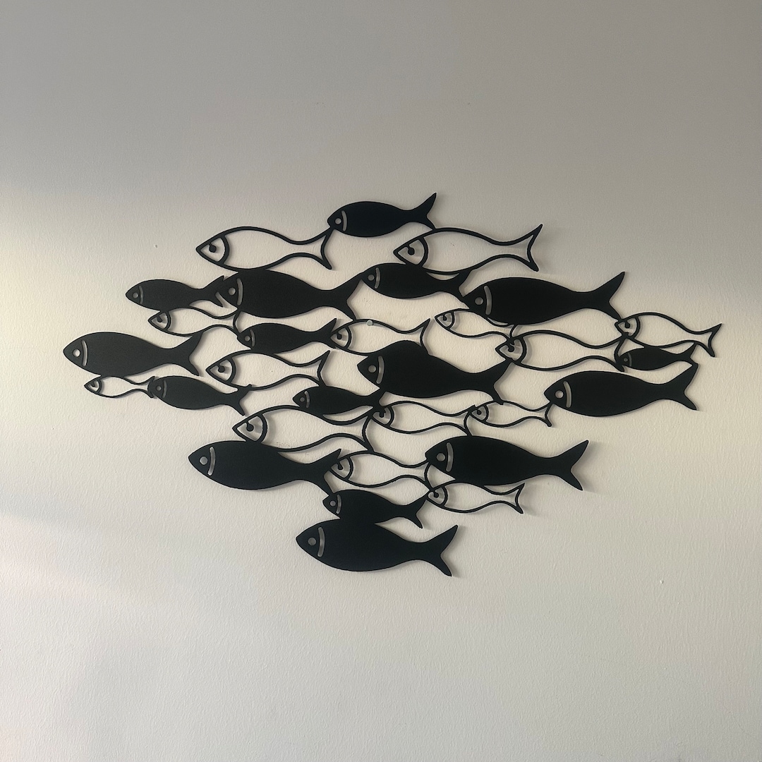 Fish Metal Wall Art, Fish Family Metal Art, Wall Hangings, Nautical ...