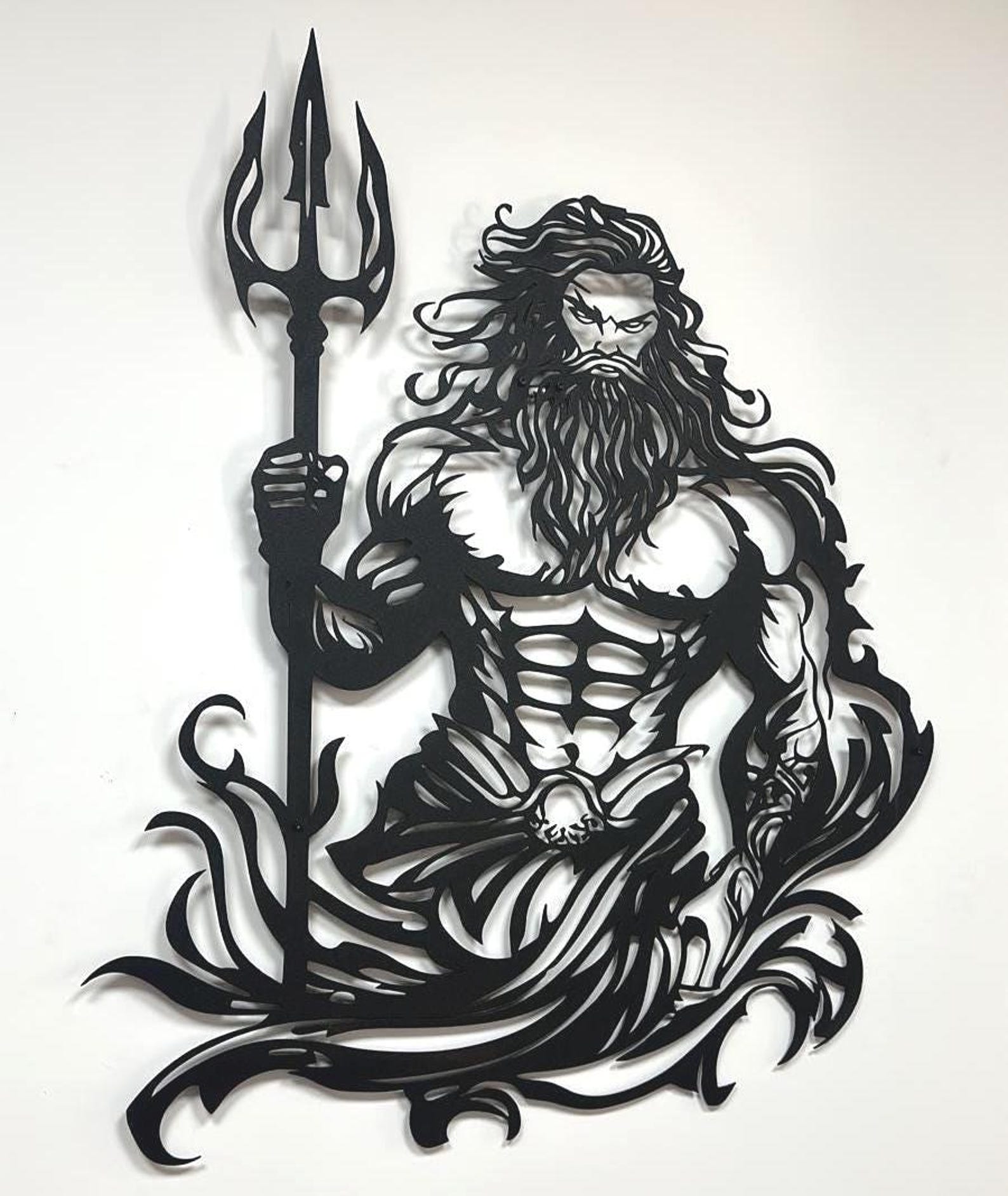 Modern Poseidon Metal Wall Art |detailed Laser Cut Silhouette | Unique ...