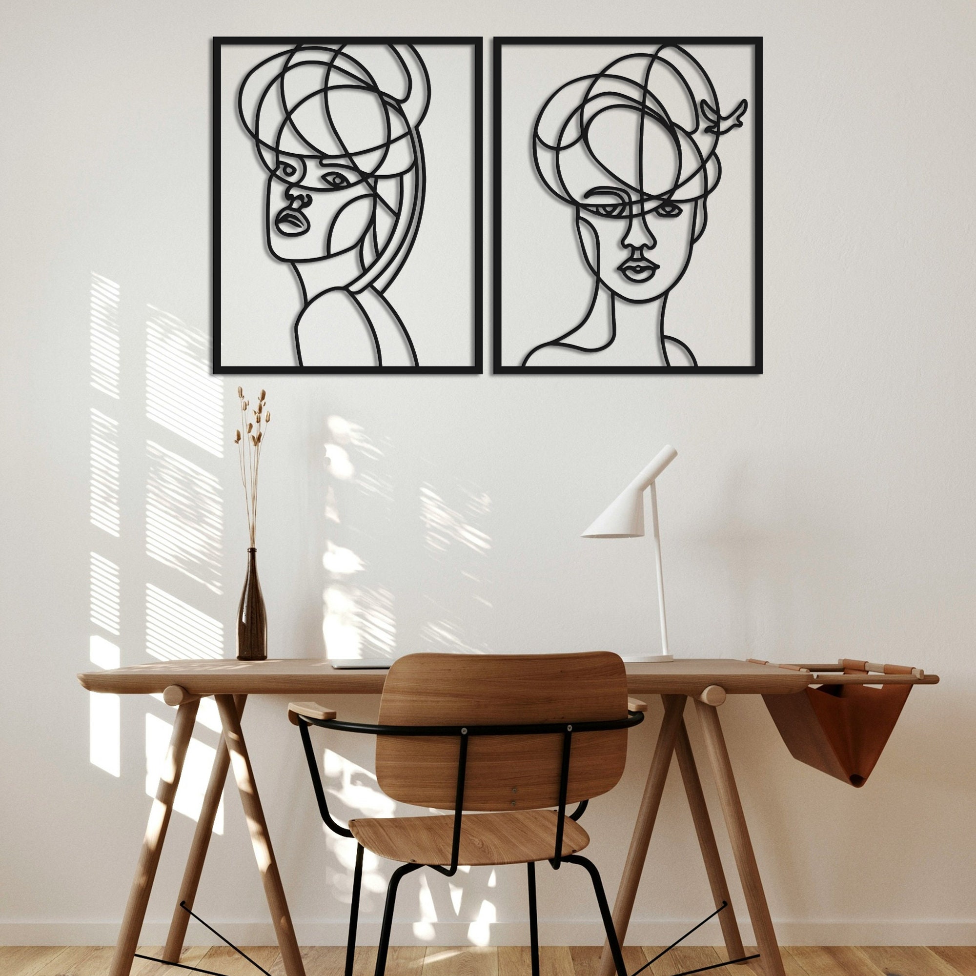 Metal Line Art, Woman Metal Wall Art, Bathroom Wall Decor, Minimalist ...