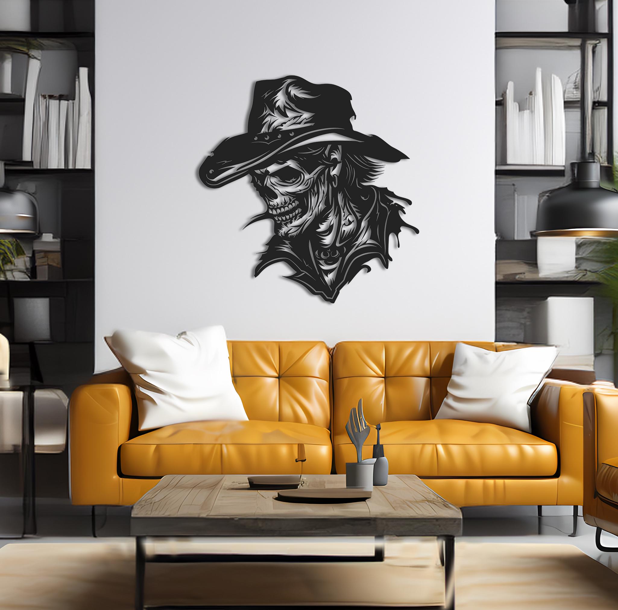 Skeletal Cowboy Metal Wall Art, Undead Cowboy Metal Wall Art, Unique ...