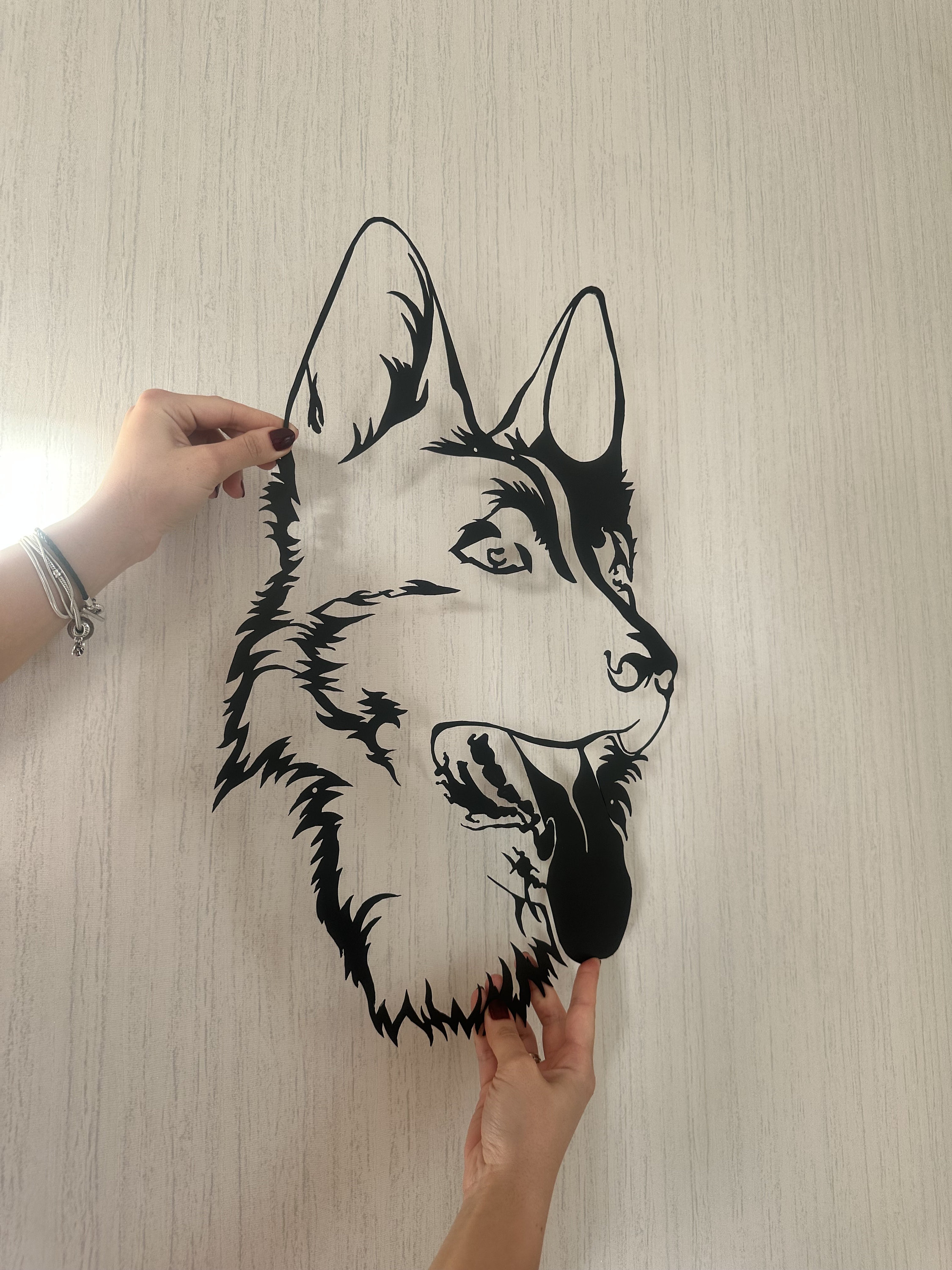 Happy Wolf Metal Wall Art, Metal Wolf Decor, Unique Home Decor, Forest ...