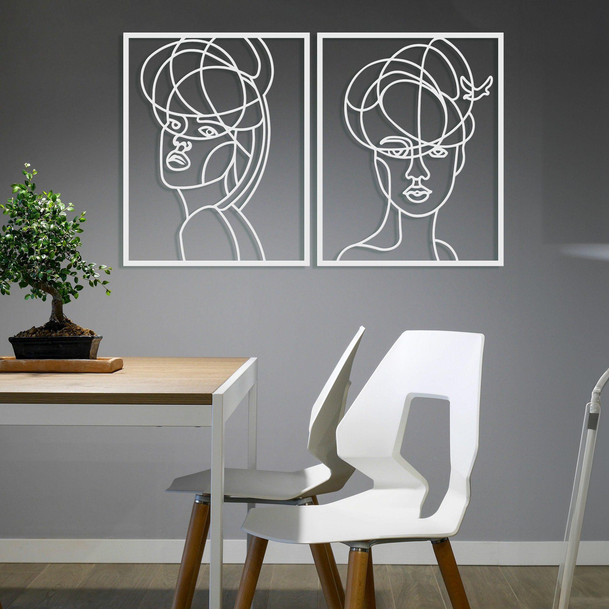 Metal Line Art, Woman Metal Wall Art, Bathroom Wall Decor, Minimalist ...
