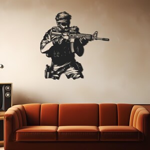 Detailed Tactical Commando Silhouette With Rifle, Military Art, Soldier ...
