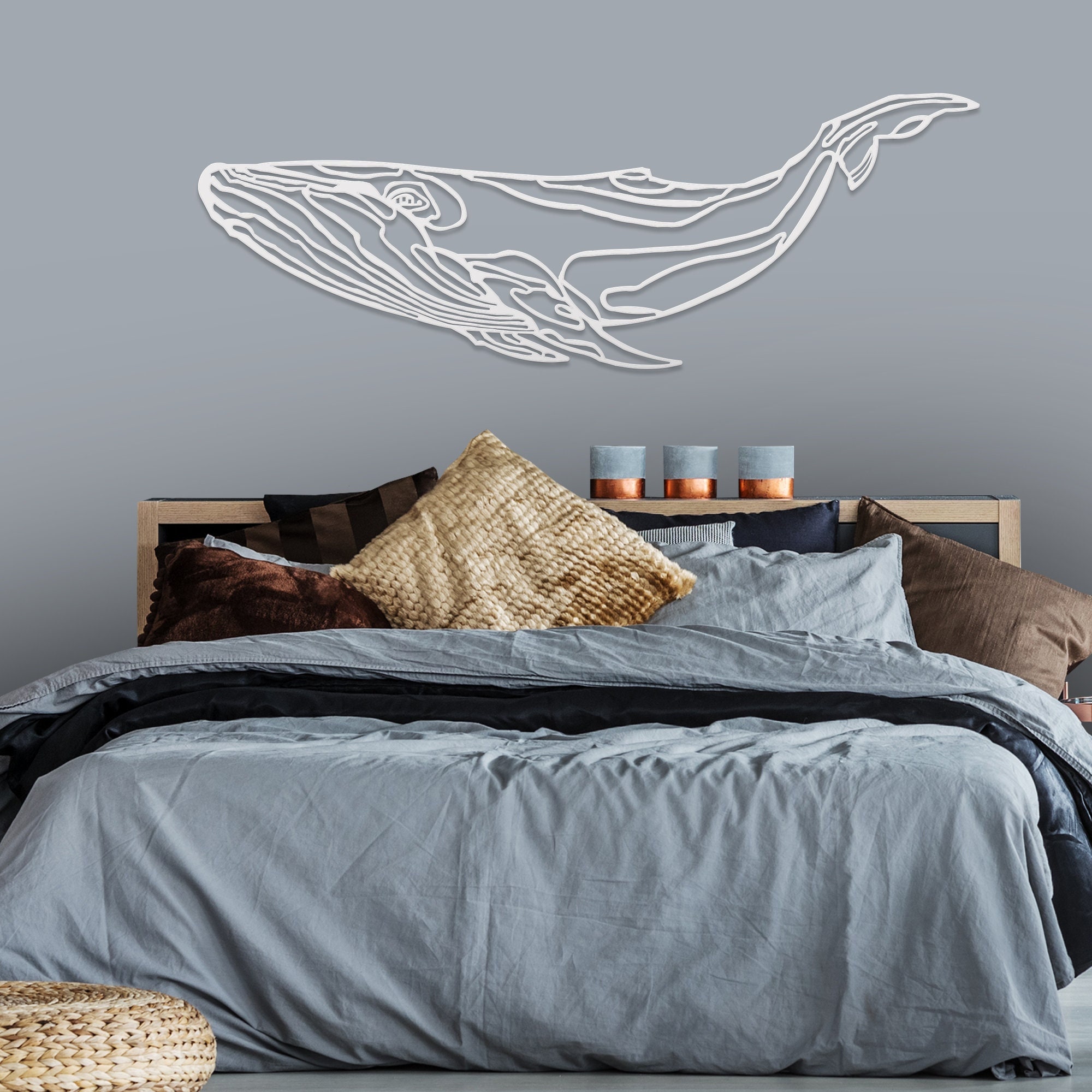 Whale Metal Wall Art Large Blue Whale Wall Decor Ocean - Etsy