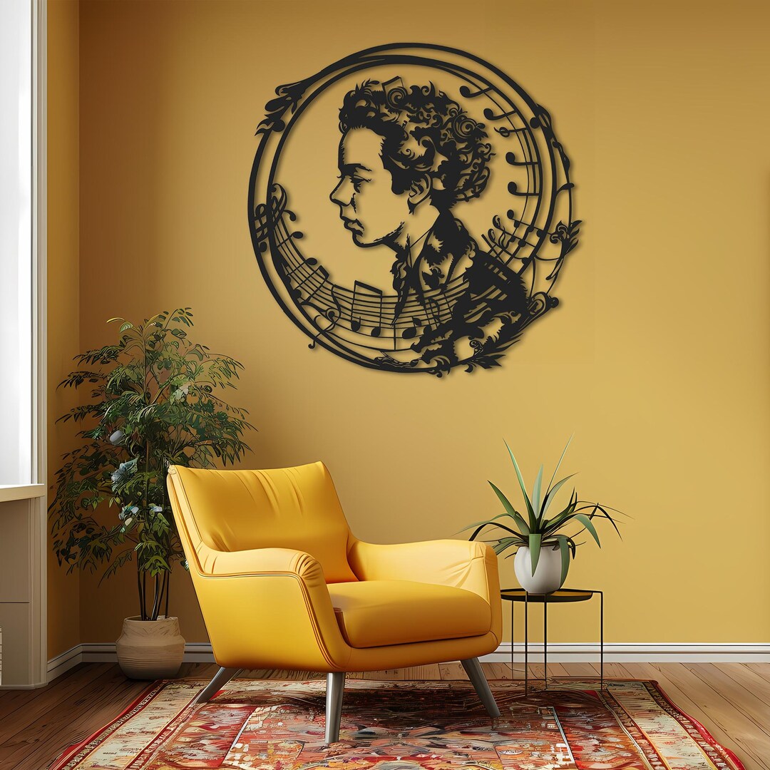 Detailed Mozart Silhouette, Unique Home Decor, Musician Art, Ready to ...