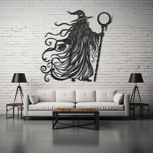 Wizard Wall Decor, Powerful Wizard Silhouette Laser Cut, Detailed ...