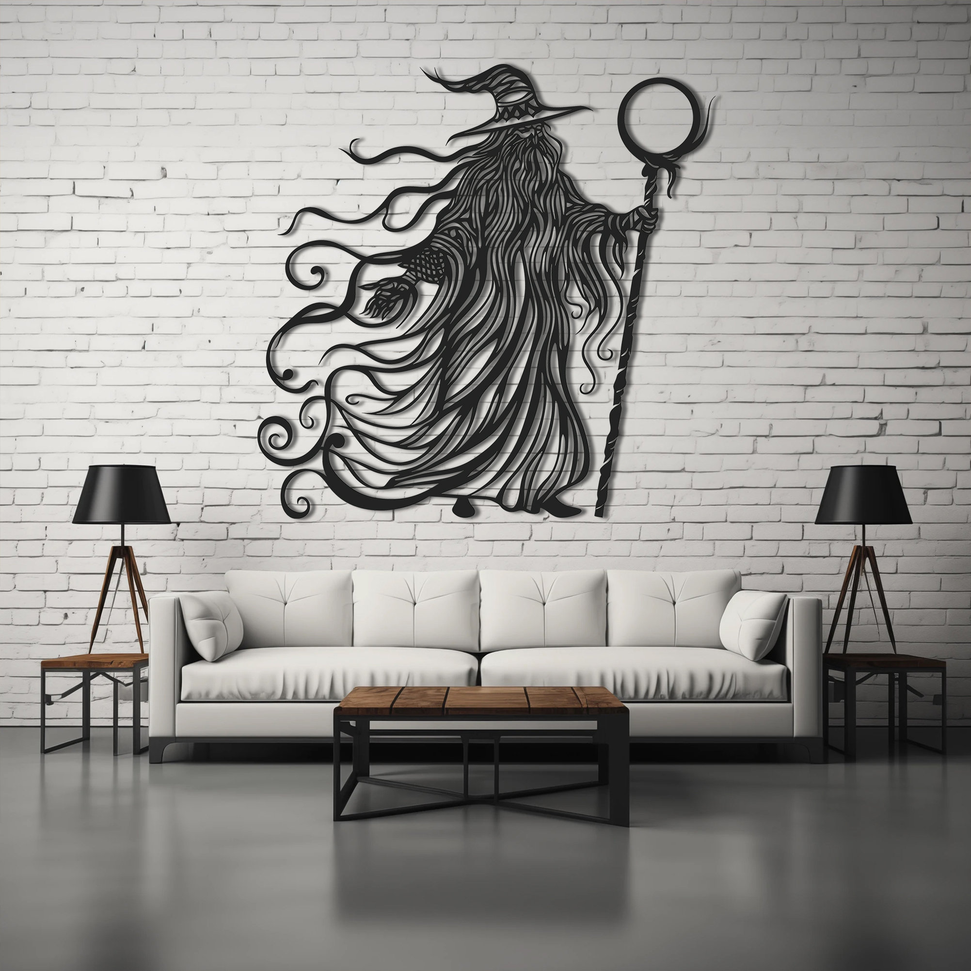 Wizard Wall Decor, Powerful Wizard Silhouette Laser Cut, Detailed ...
