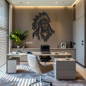 Detailed Native American Chief Silhouette, Unique Home Decor, Cultural ...