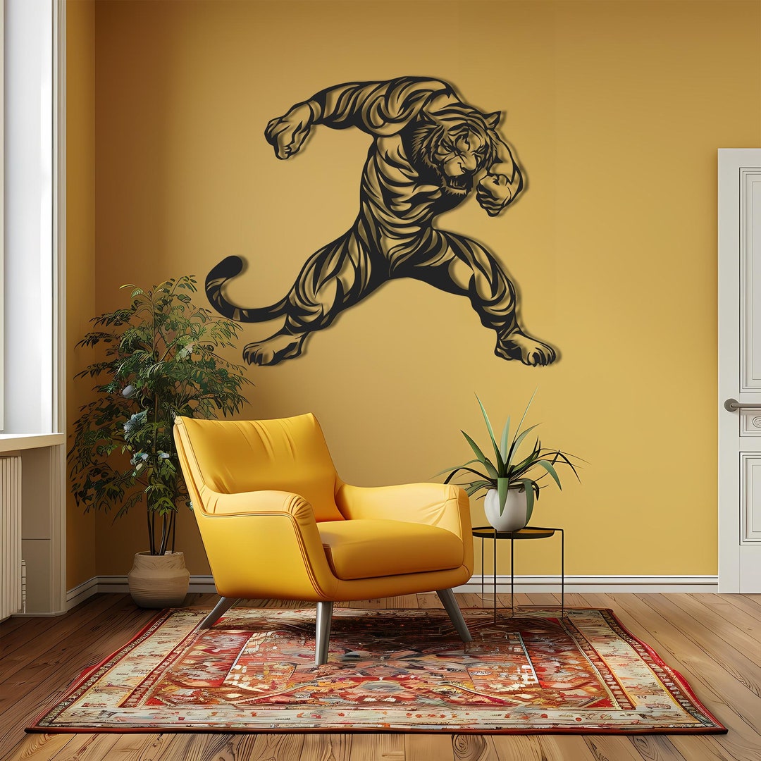 Martial Artist Tiger Laser Cut Metal Wall Art - Detailed Modern ...