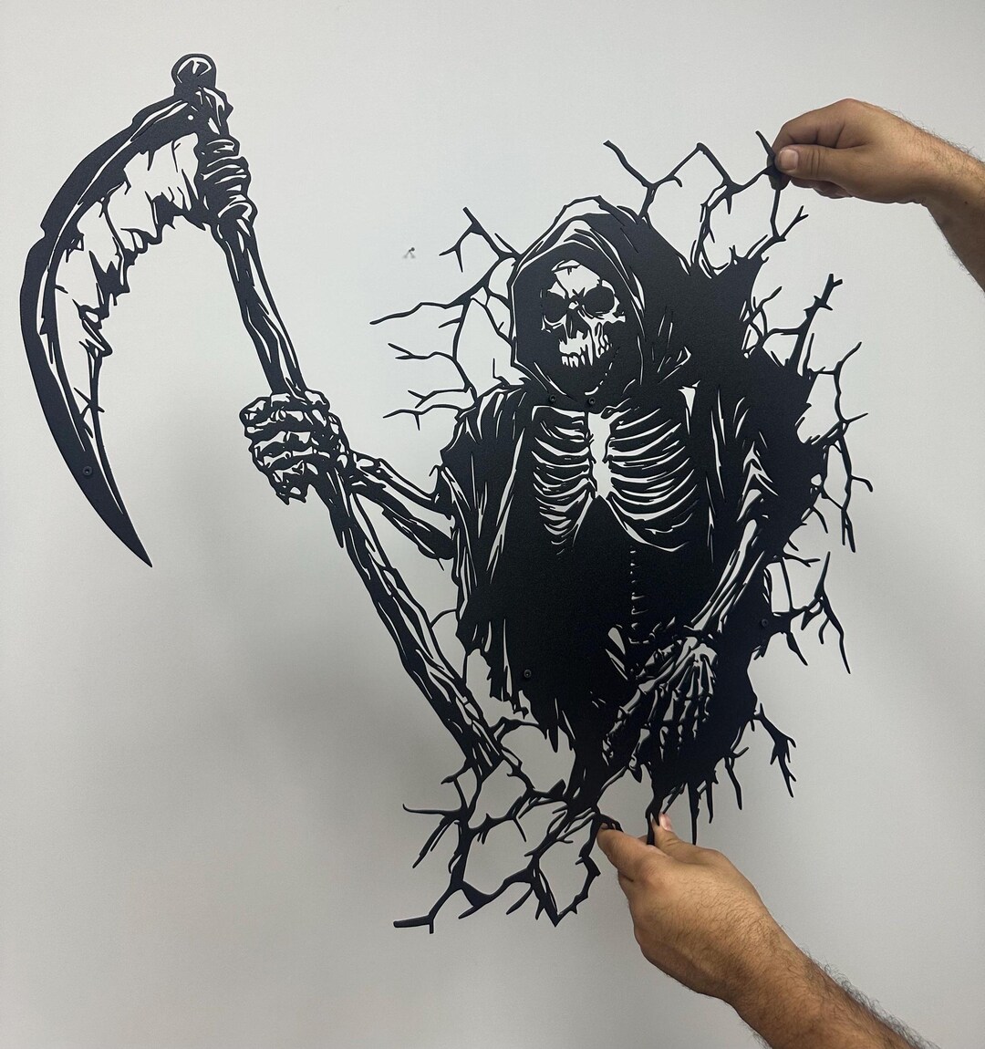 Laser Cut Reaper Silhouette Metal Wall Art - Modern 3D Wall Décor ...
