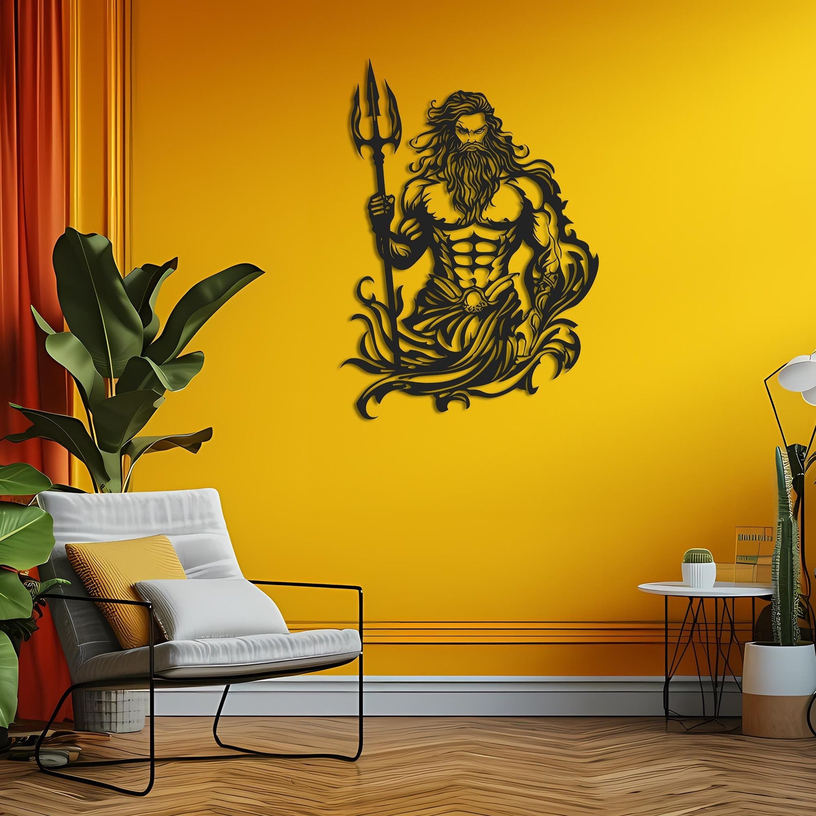 Modern Poseidon Metal Wall Art |detailed Laser Cut Silhouette | Unique ...