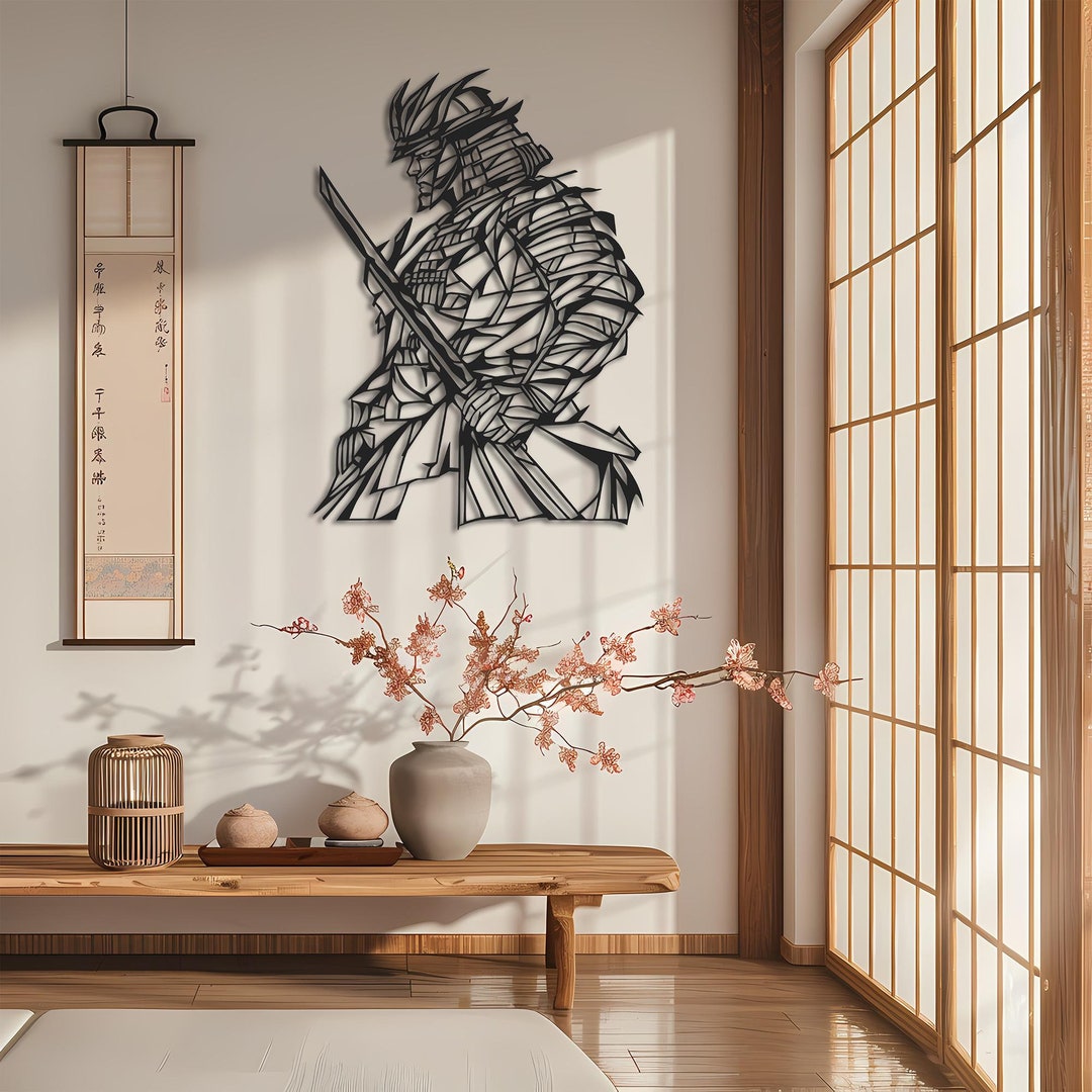 Ancient Samurai Laser Cut Metal Wall Art - Detailed Modern Silhouette ...