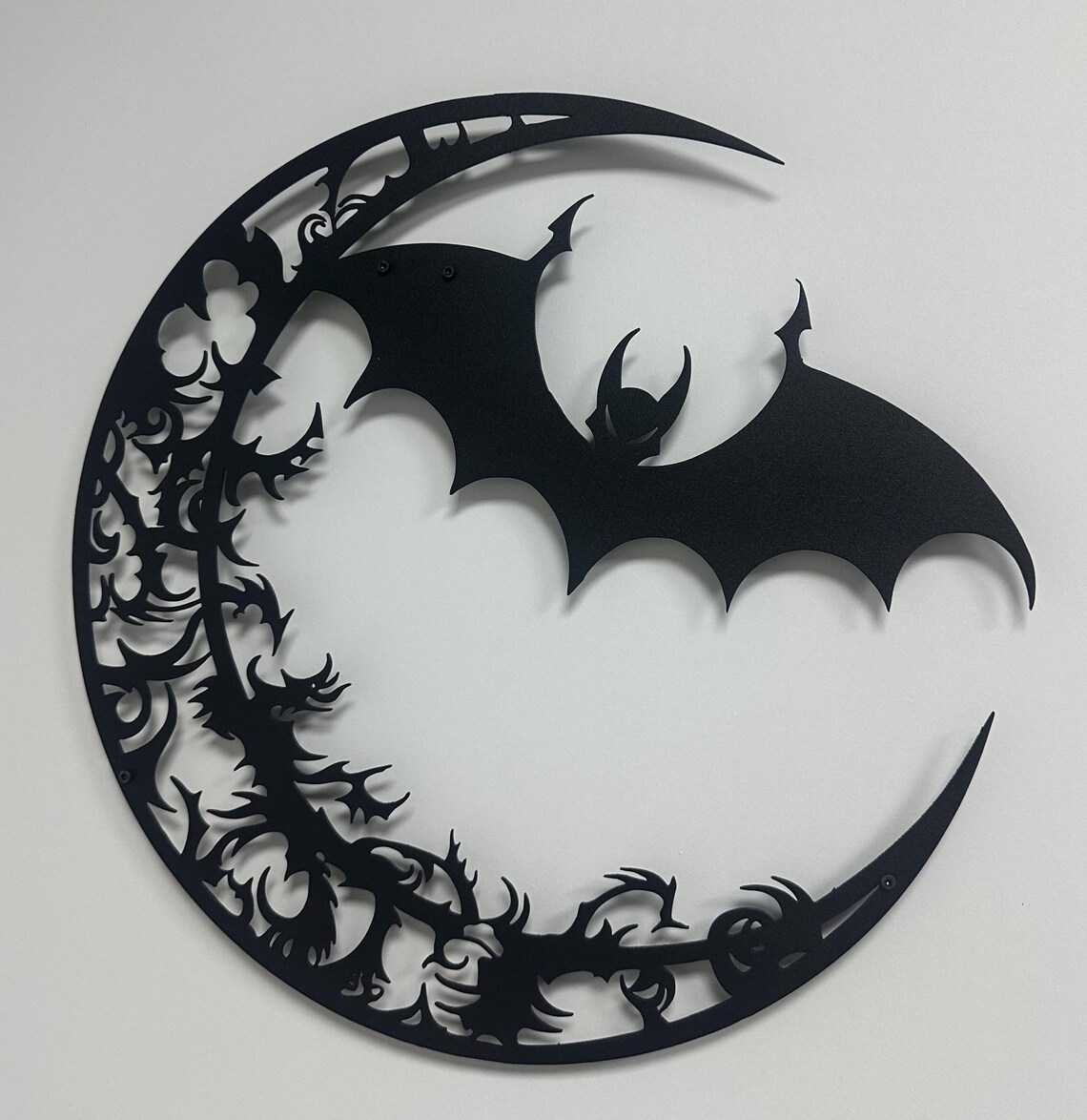 Bat Flying Over Crescent Moon, Detailed Halloween Decor, Perfect for ...