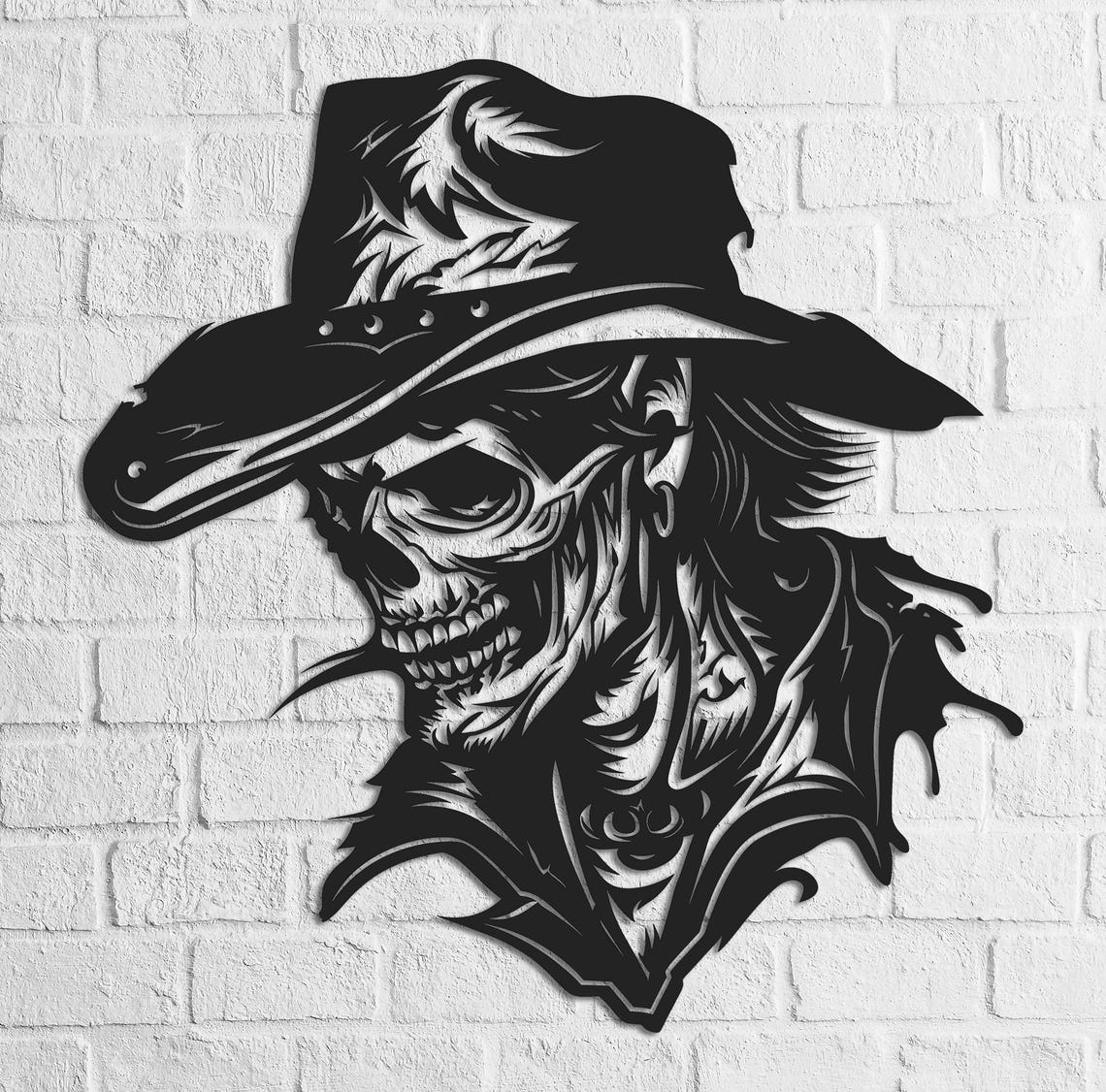 Skeletal Cowboy Metal Wall Art, Undead Cowboy Metal Wall Art, Unique ...