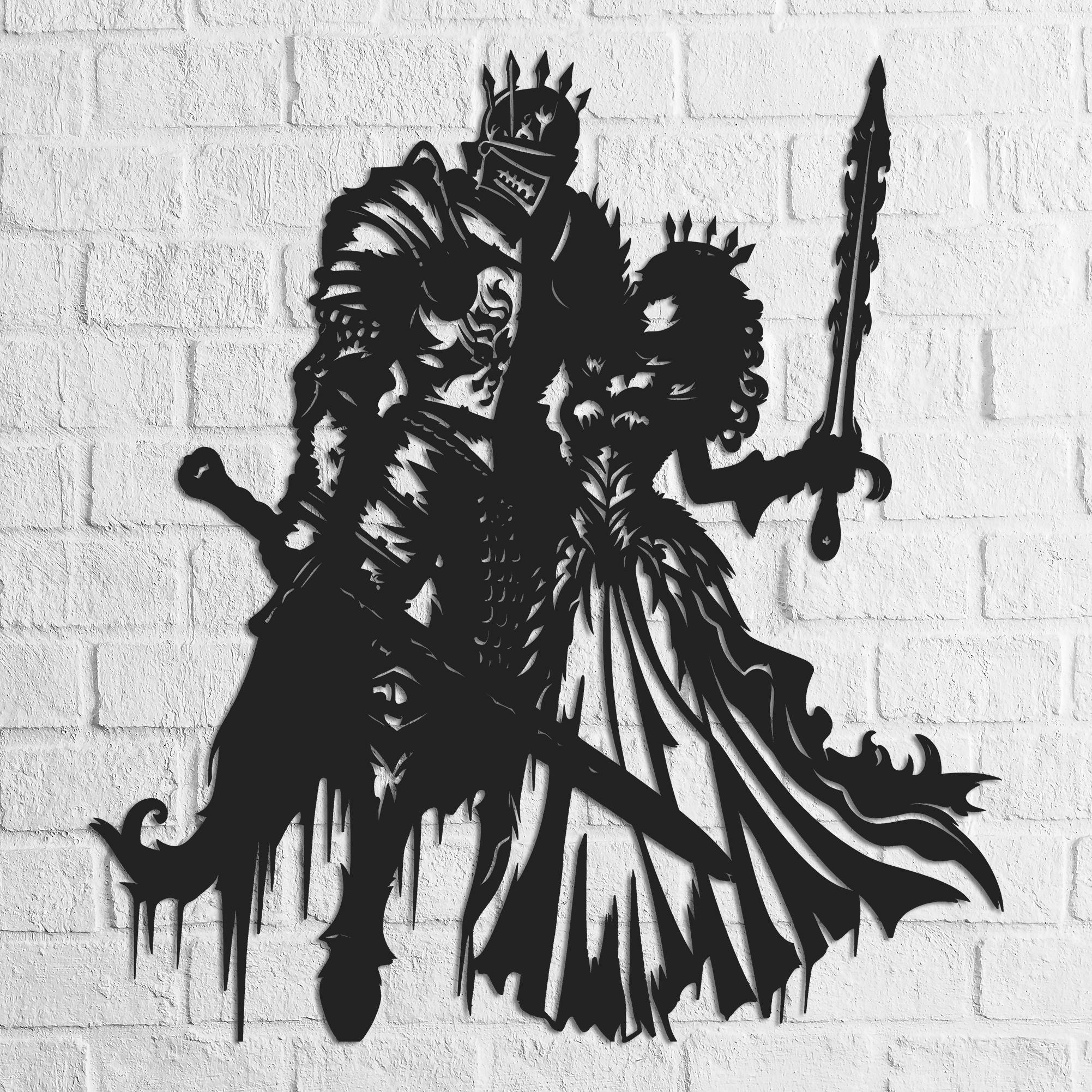 Valor Knight and Beautiful Princess Silhouette, Legendary Hero and ...
