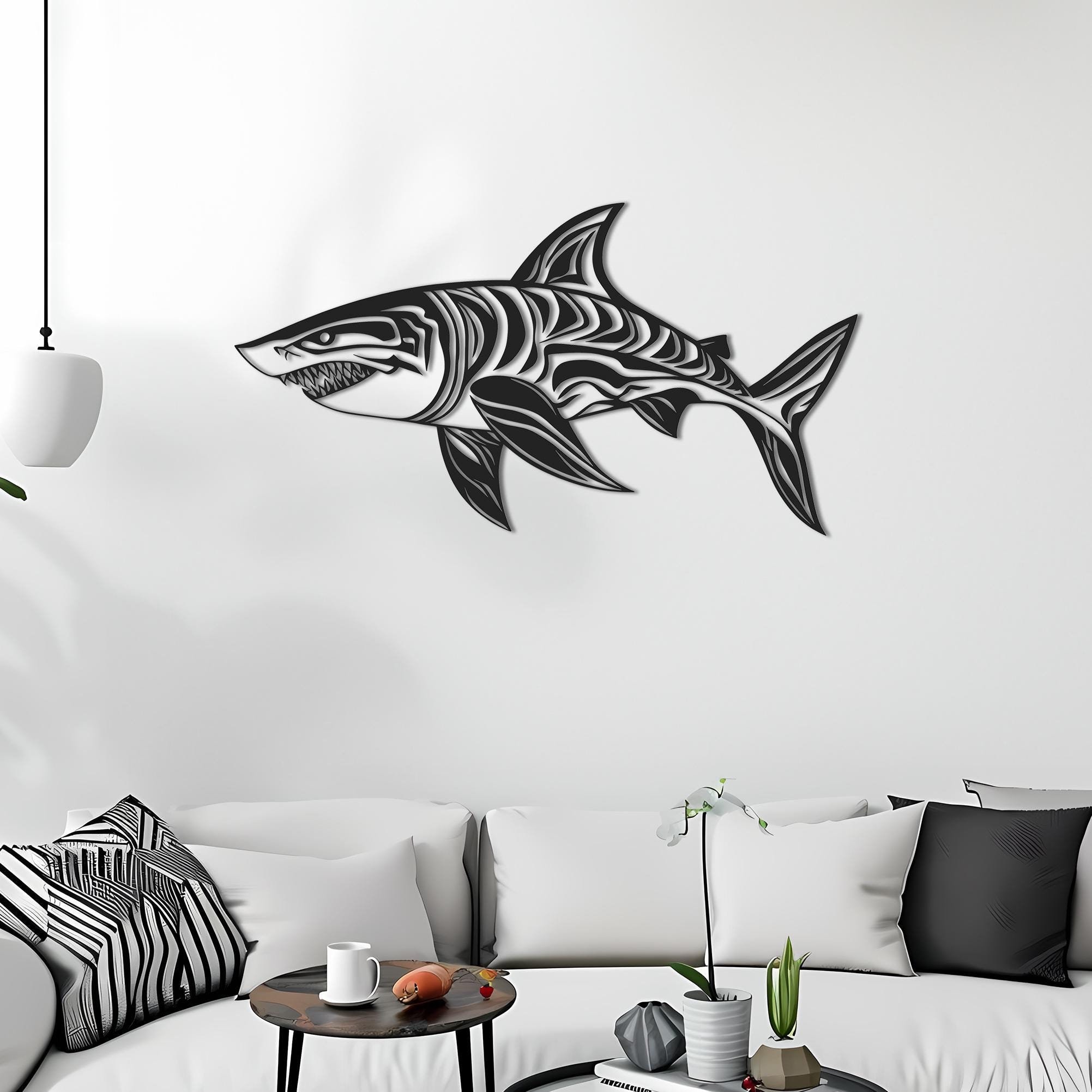 Shark Metal Wall Art, Tiger Shark Wall Art, Unique Nautical Decor ...