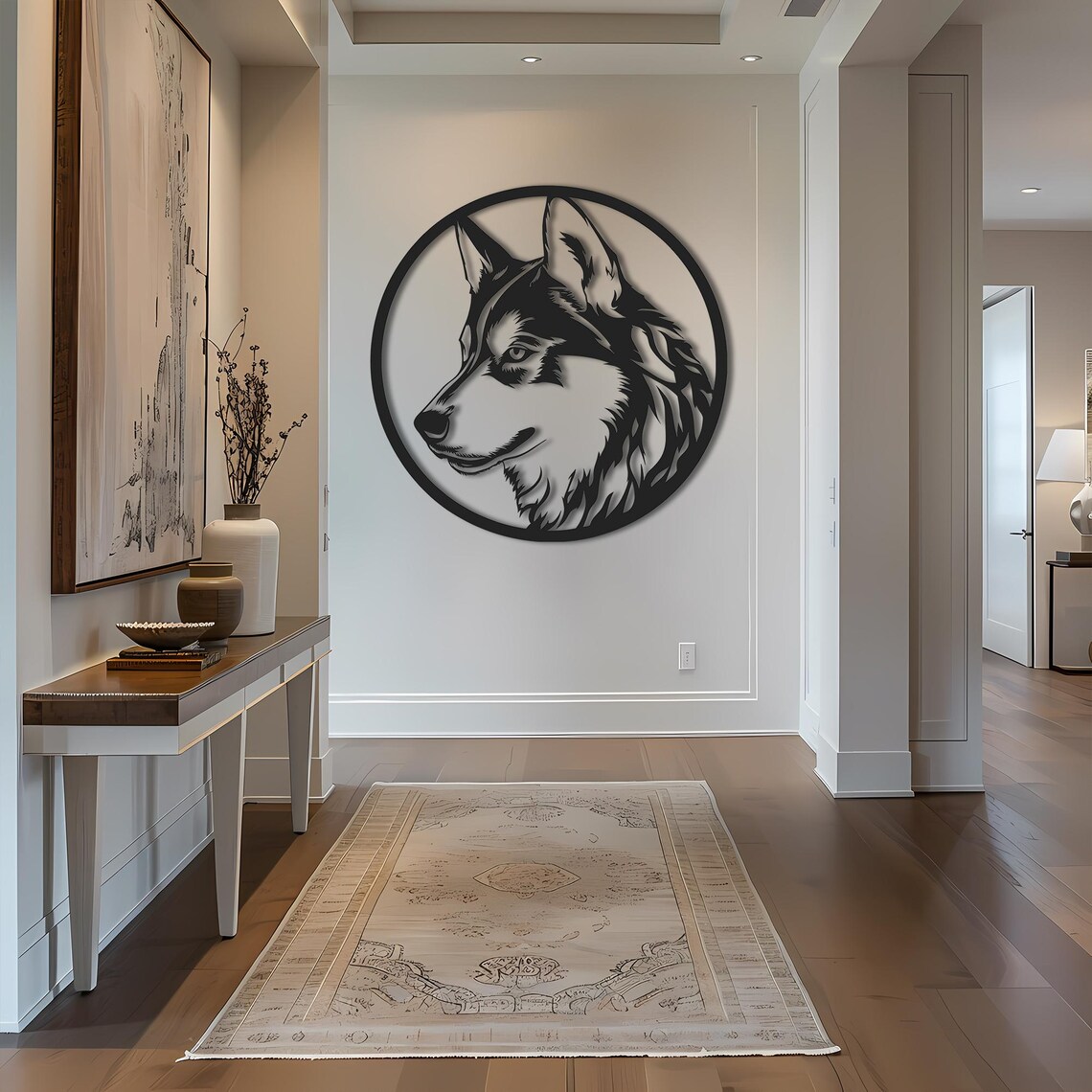 Detailed Siberian Husky Silhouette, Metal Siberian Husky Wall Art, Wolf ...