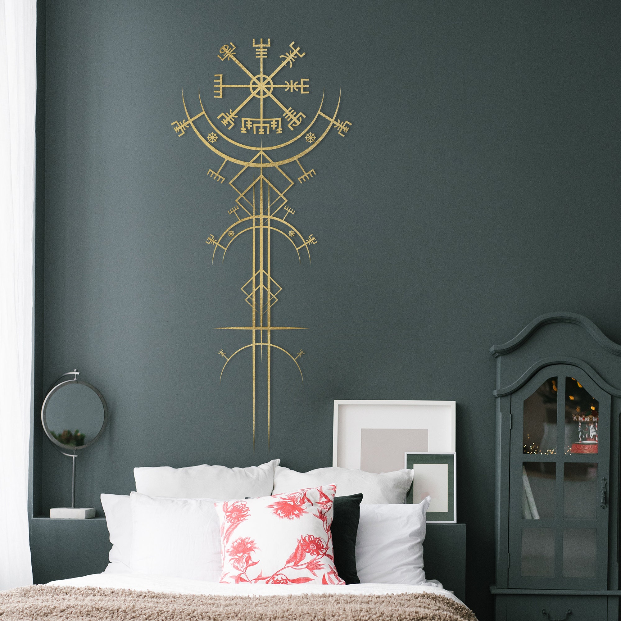 Vegvisir Metal Wall Art, Vikings Metal Art Decor, Runic Wall Art Decor ...