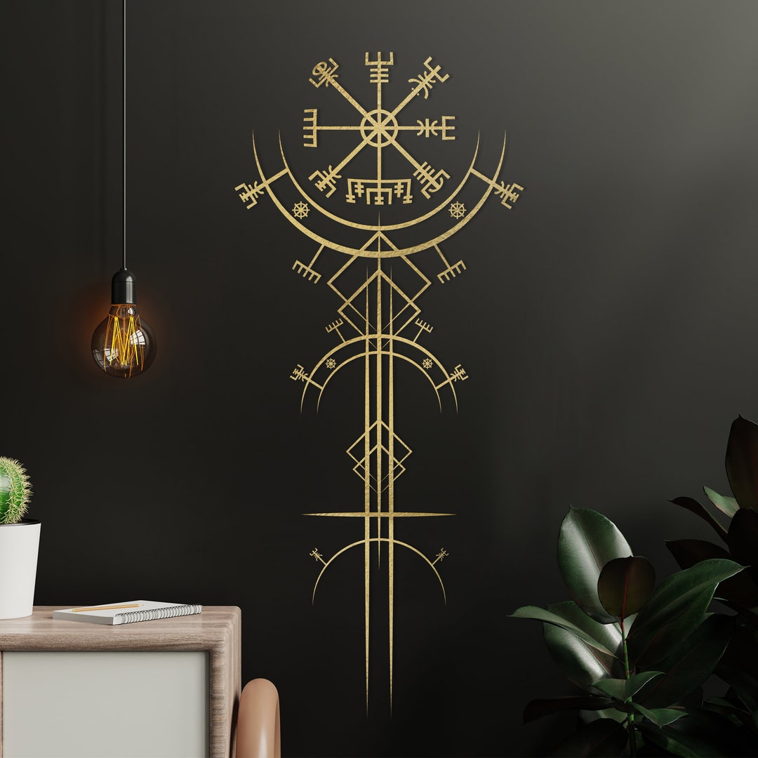 Vegvisir Metal Wall Art, Vikings Metal Art Decor, Runic Wall Art Decor ...