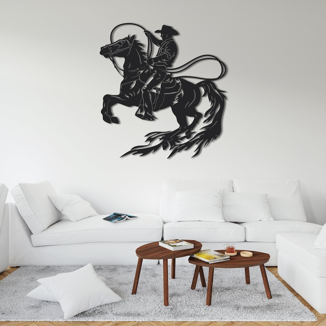 Cowboy Lasso Wall Art, Wild West Home Decor, Laser-cut Metal Design ...