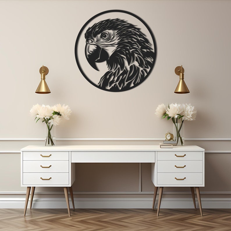 Beautiful Parrot Laser Cut Metal Wall Art - Detailed Modern Design for ...