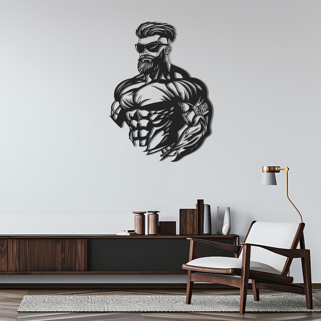 Hipster Body Builder Metal Wall Art | Detailed Laser Cut Decor | Modern ...