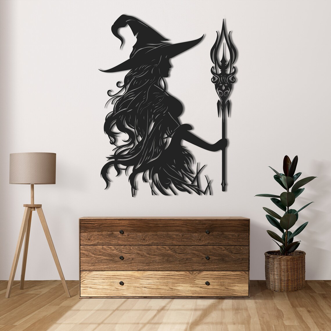 Gothic Witch Silhouette Metal Wall Art,modern Laser Cut Decor, Detailed ...