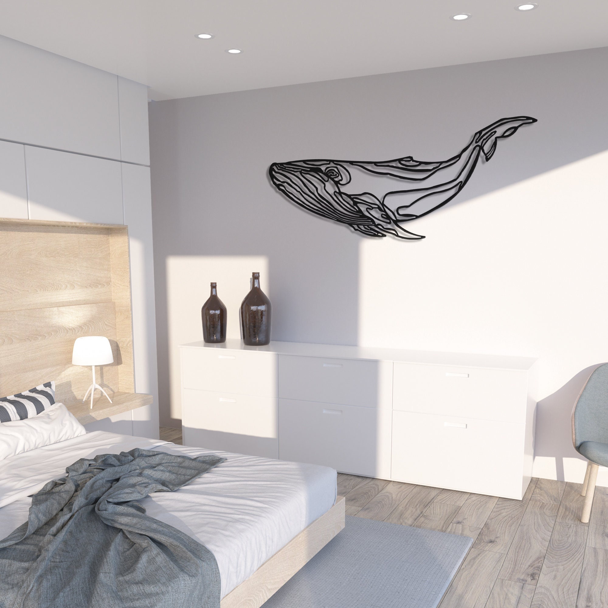 Whale Metal Wall Art Large Blue Whale Wall Decor Ocean - Etsy