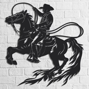 Cowboy Lasso Wall Art, Wild West Home Decor, Laser-cut Metal Design ...