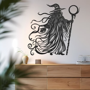 Wizard Wall Decor, Powerful Wizard Silhouette Laser Cut, Detailed ...